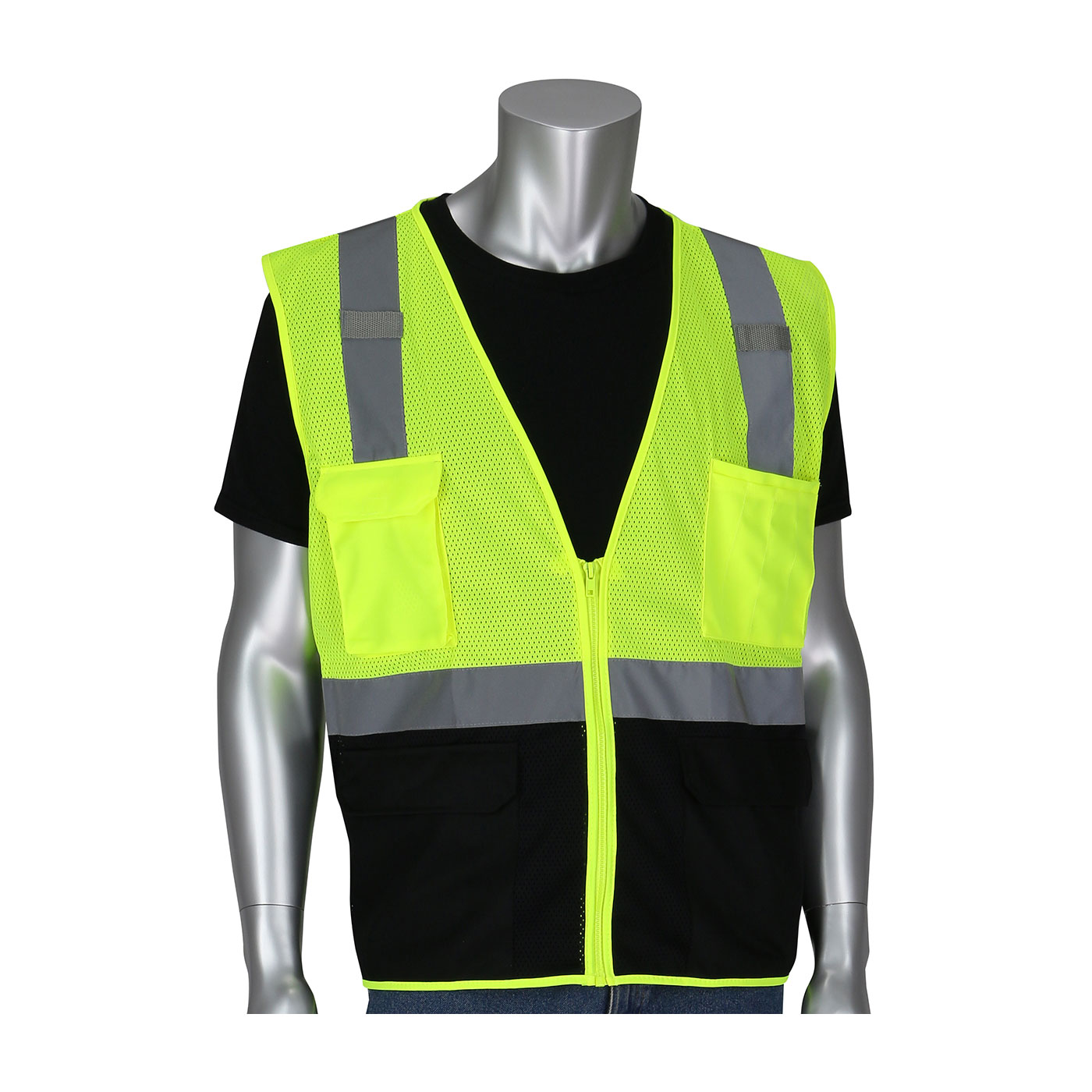 ANSI Type R Class 2 Value Black Bottom Vest | 5-Pocket Value Mesh ...