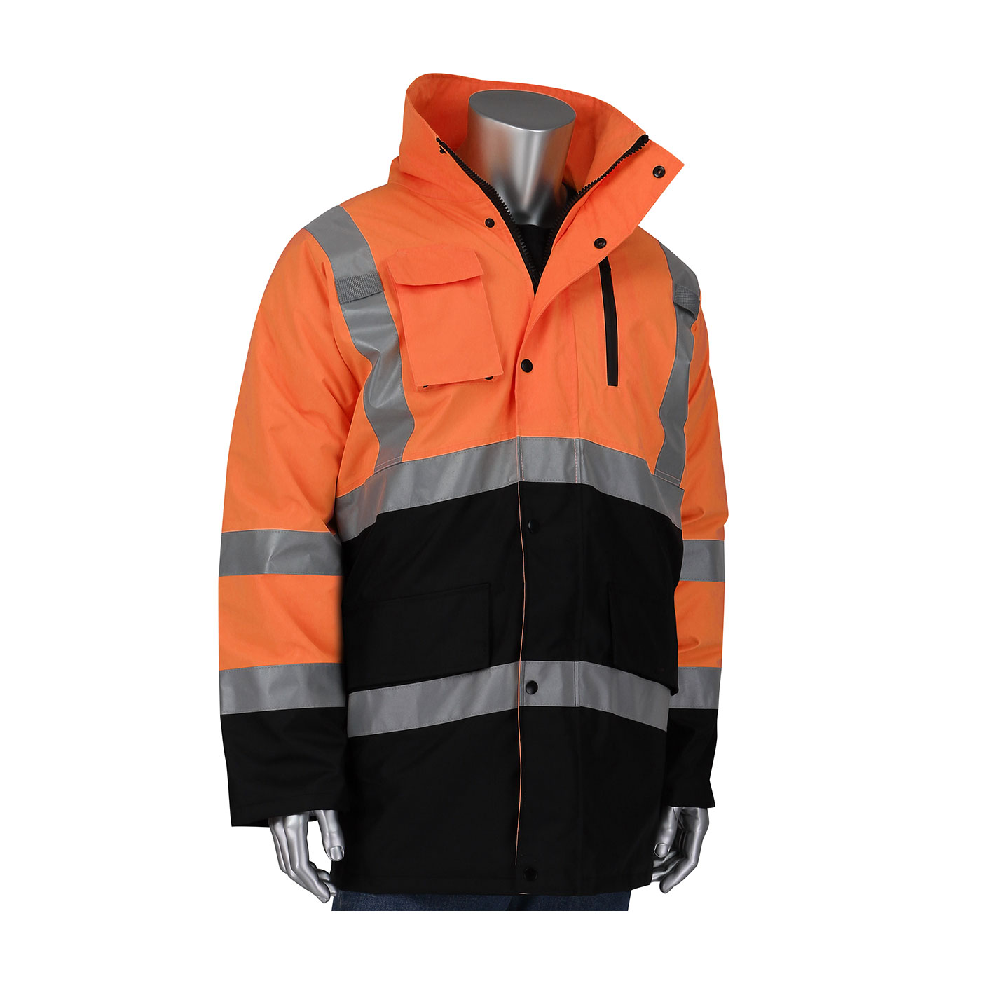 PIP® ANSI Type R Class 3 Insulated Black Bottom Coat | Hi-vis Winter ...