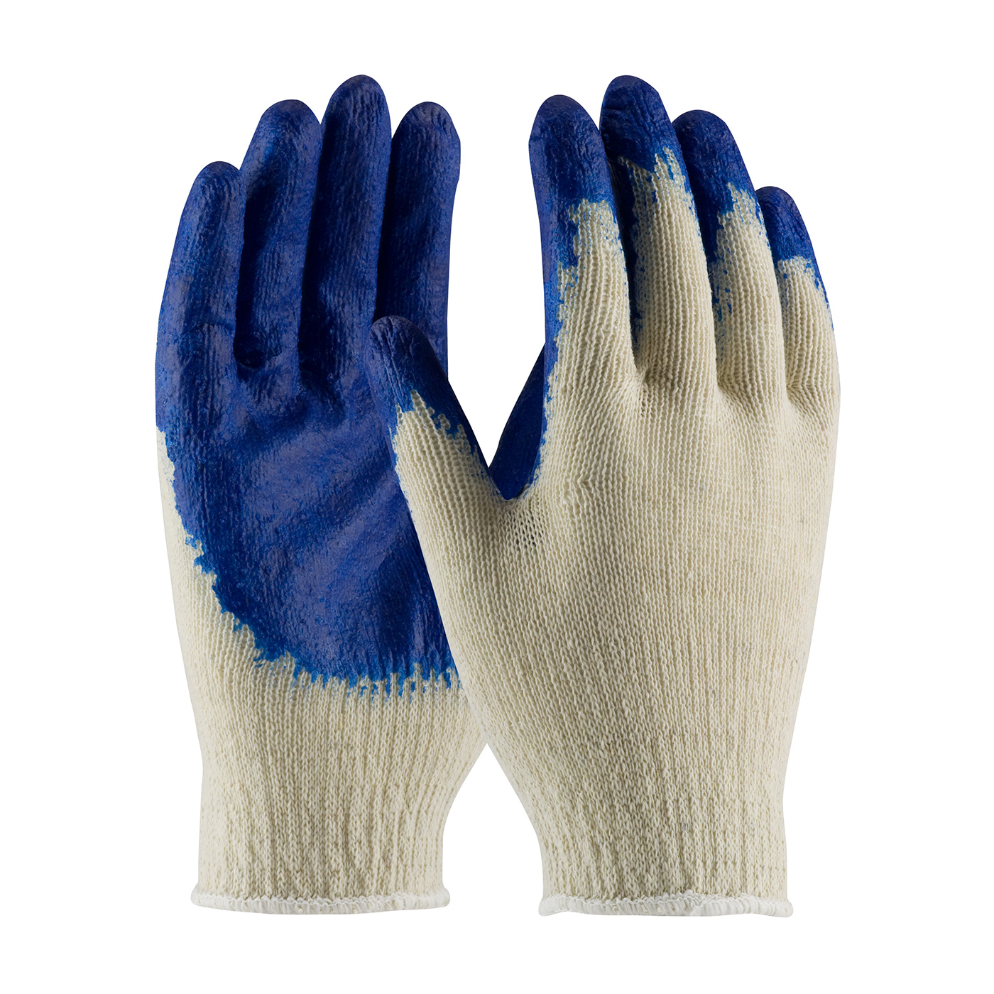 Blue Latex Palm Coated String Knit Work Gloves | Bulk Industrial Grip ...