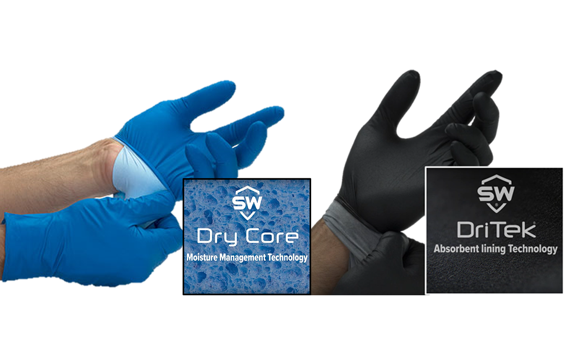 EcoTek® Dry Core™ and DriTek® Nitrile Gloves with Hand Drying Technologies