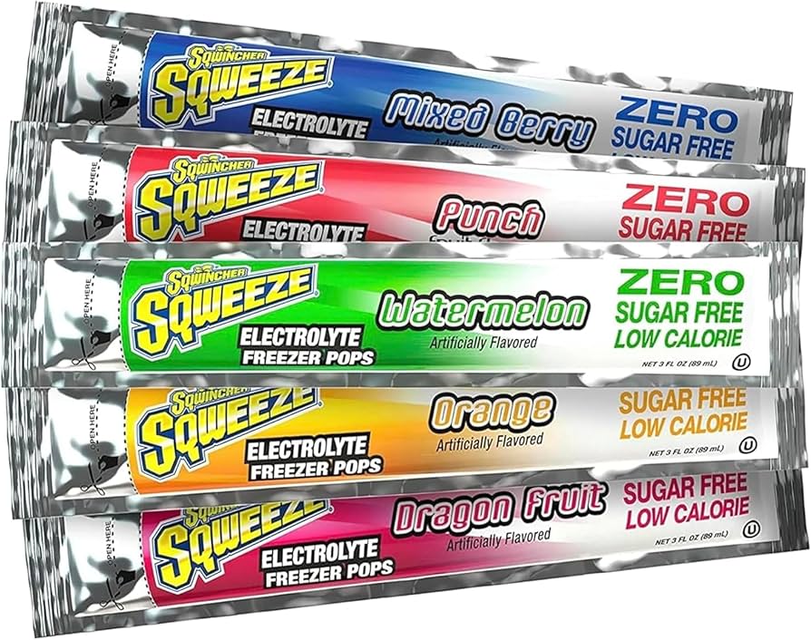 Sqwincher® Sqweeze® Zero Sugar-Free Assorted Electrolyte Freeze Pops ...