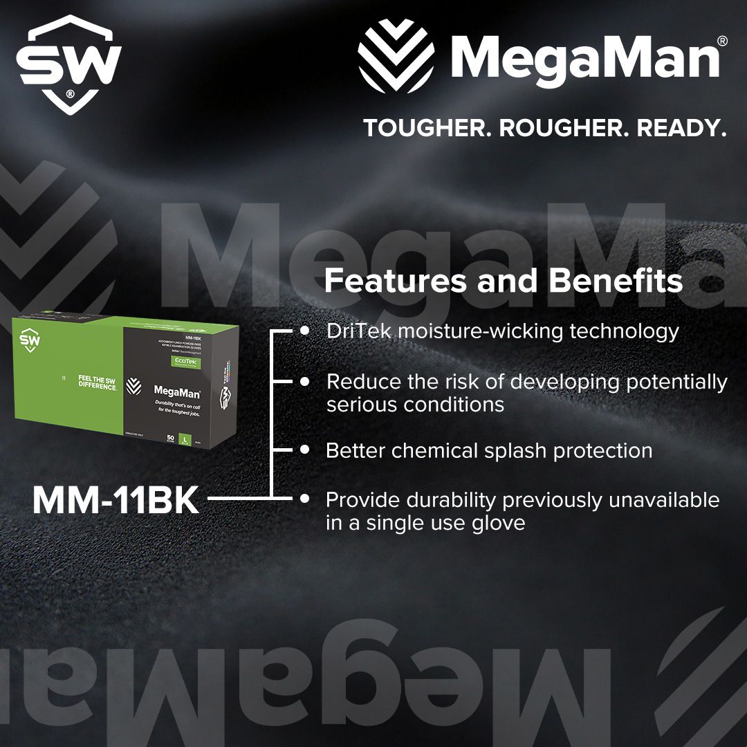 MegaMan® MM-11BK EcoTek® DriTek® Nitrile Exam Glove | Sustainable ...