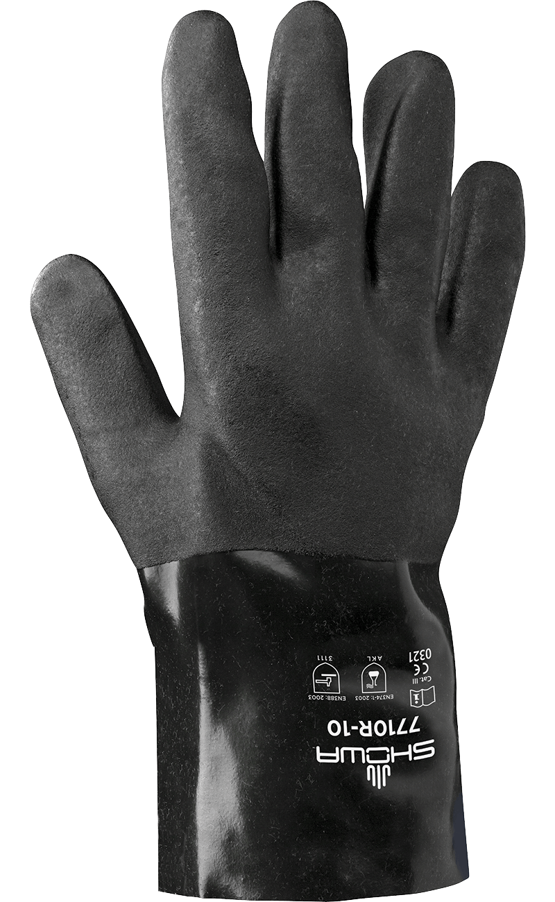 Showa® 7710R Jersey Lined 10-inch PVC Coated Chemical Protection Glove ...
