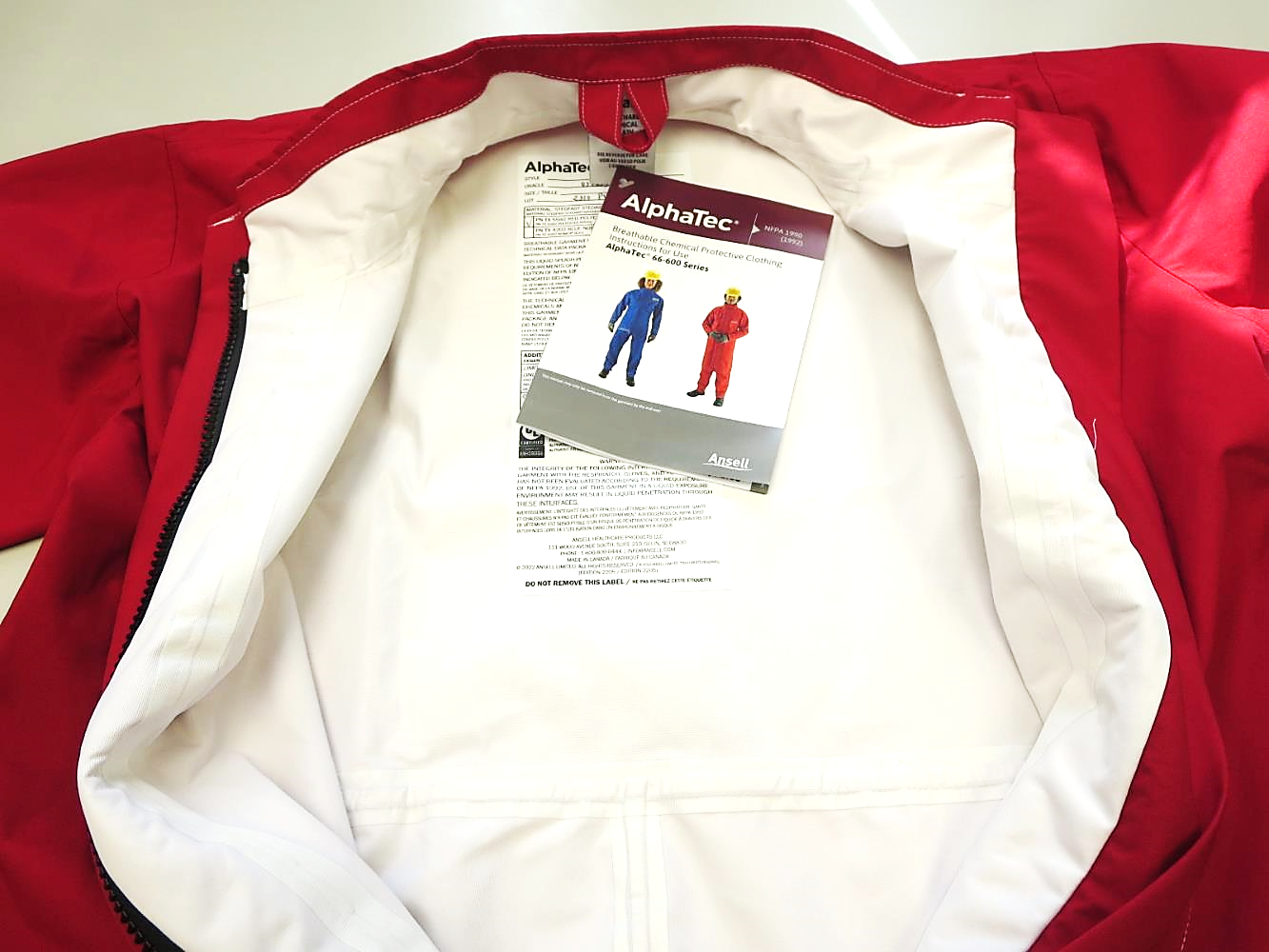 AlphaTec® Hooded Chemical Protection Hooded Coverall | Red Hazardous ...