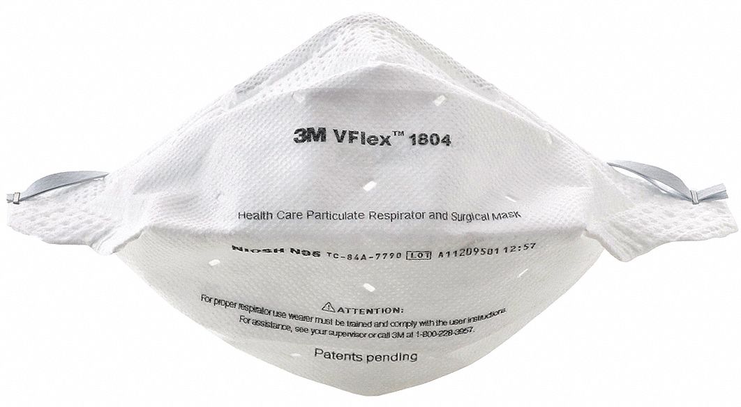 3M™ 1804 VFlex™ Healthcare Particulate Surgical N95 Respirator Masks in ...