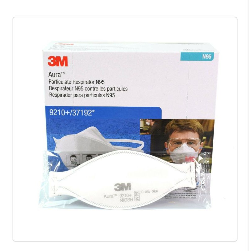 3M™ 9210PLUS Aura™ N95 Particulate Respirators | Three-Panel Flat-Fold ...
